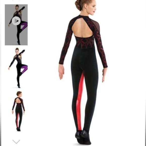 Weissman | Costumes | Weissman Mesh Plunge Unitard Dance Costume Velvet ...